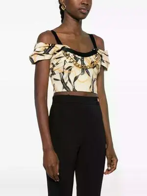 Elisabetta Franchi Chain Print Cropped Top