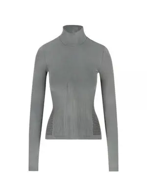 Fendi Monogrammed Ribbed Turtleneck Top