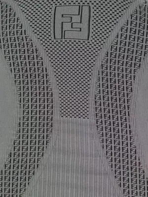 Fendi Monogrammed Ribbed Turtleneck Top