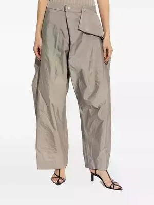 Issey Miyake Asymmetrical Folded Detail Wide Leg Trousers - Neutrals