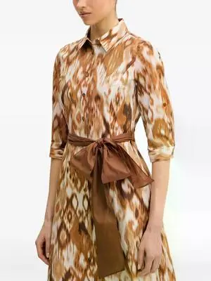 Luisa Spagnoli Patterned Shirt Dress With Tie Belt
