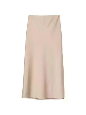 D.exterior Side-slit Maxi Skirt - Brown
