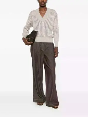 Brunello Cucinelli Sequin Embellishment V-neck Sweater