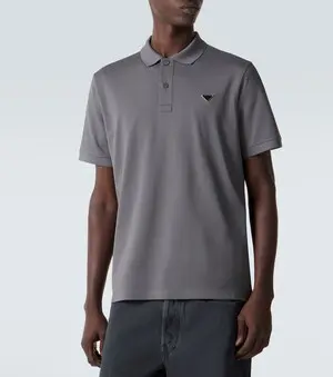 Prada Cotton Pique Polo Shirt - Grey