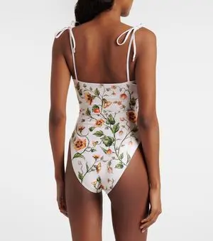 Agua Bendita Floral Print One-piece Swimsuit - White