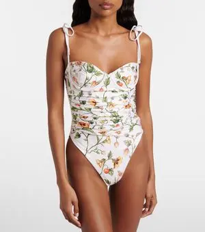 Agua Bendita Floral Print One-piece Swimsuit - White