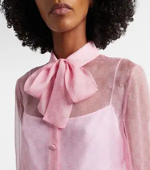 Gucci Printed Chiffon Tie-neck Shirt