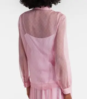Gucci Printed Chiffon Tie-neck Shirt