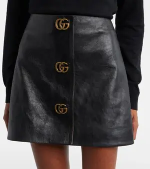 Gucci Double G Leather Mini Skirt