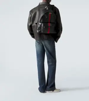 Gucci Web Stripe Leather Backpack
