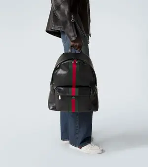 Gucci Web Stripe Leather Backpack