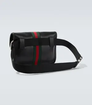 Gucci Web Trademark Small Leather Belt Bag
