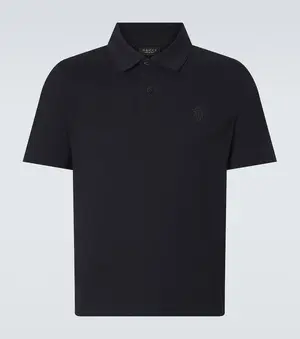 Gucci Logo Cotton Pique Polo Shirt - Blue