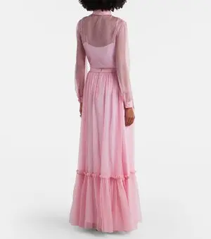 Gucci Gg Printed Silk Chiffon Maxi Skirt In Satin Sugar
