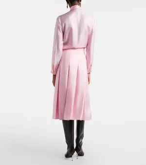 Gucci Pleated Silk Twill Midi Skirt