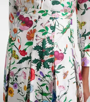 Gucci Floral Pleated Silk Twill Mid-length Skirt