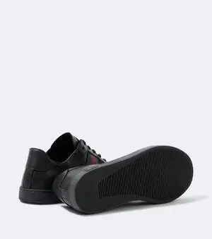 Gucci Stretch Web Stripe Leather Sneakers