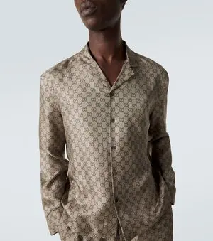 Gucci Gg Printed Silk Twill Shirt