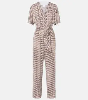 Max Mara Belted Printed Jumpsuit - Beige