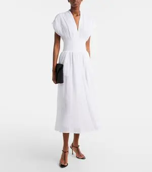 Tory Burch Linen And Cotton Midi Dress