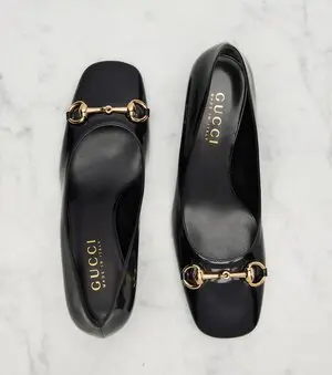 Gucci Signora 55 Horsebit Leather Pumps