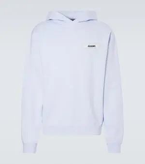 Jacquemus Grosgrain Logo Cotton Hoodie - Blue