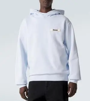 Jacquemus Grosgrain Logo Cotton Hoodie - Blue