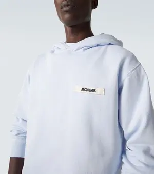 Jacquemus Grosgrain Logo Cotton Hoodie - Blue