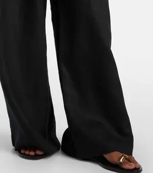 Faithfull The Brand Sofia Pleated Linen Wide-leg Trousers - Black