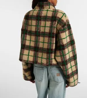 Miu Miu Cropped Plaid Fleece Jacket - Multicoloured