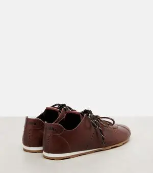 Miu Miu Plume Leather Sneakers - Brown