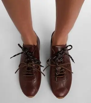 Miu Miu Plume Leather Sneakers - Brown