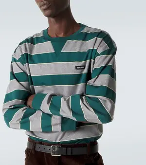 Miu Miu Striped Cotton Jersey Sweatshirt