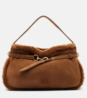 Miu Miu Suede Shoulder Bag - Brown