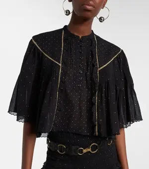 MARANT ETOILE Veenia Embellished Cropped Cotton Top