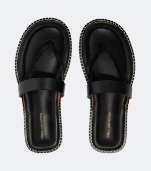 Dries Van Noten Leather Thong Sandals - Black