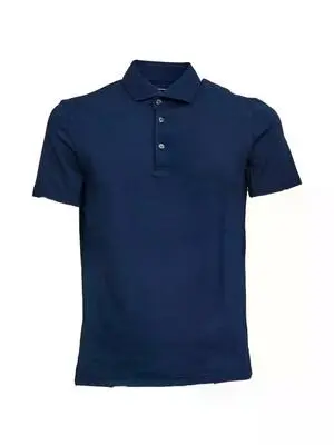 Fedeli Mother-of-pearl Button Polo Shirt - Blue