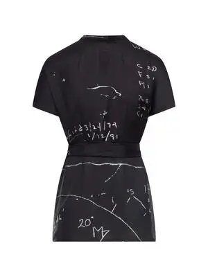 Rick Owens Print Tie Waist Viscose Blouse - Black