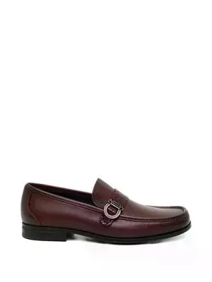 FERRAGAMO Gancini Leather Loafers - Red
