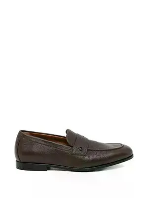 FERRAGAMO Gancini Grained-leather Loafers - Brown