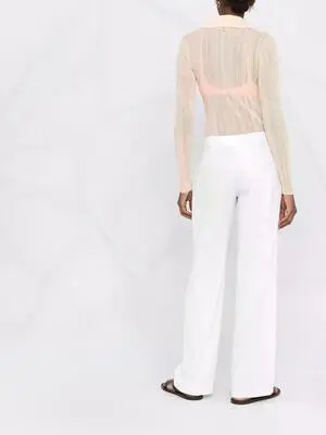 Patrizia Pepe Semi-sheer Ribbed Polo Shirt