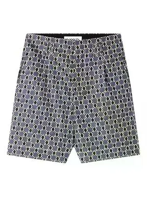 LANVIN Geometric Pattern Cotton Shorts - Blue