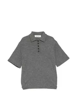 RÓHE Knitted Polo Top With Button Placket And Short Sleeves
