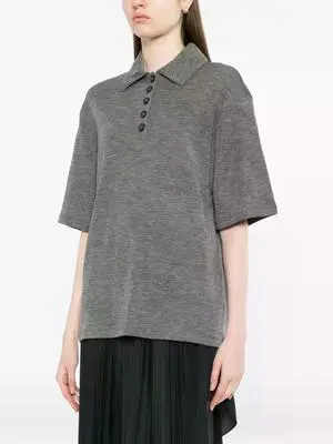RÓHE Knitted Polo Top With Button Placket And Short Sleeves