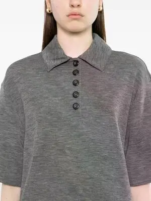 RÓHE Knitted Polo Top With Button Placket And Short Sleeves
