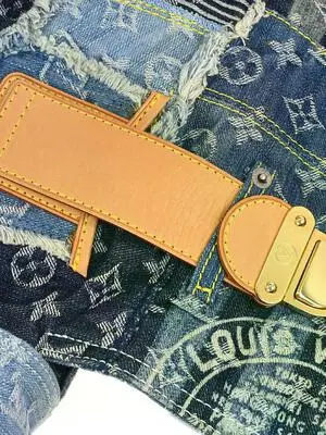 LOUIS VUITTON 2007 Postie Patchwork Denim Tote Bag - Blue
