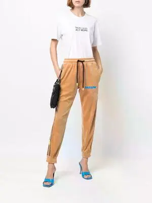 BARROW Logo-print Velvet Track Pants