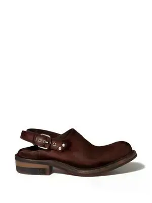 Miu Miu Buckled Leather Mules - Brown