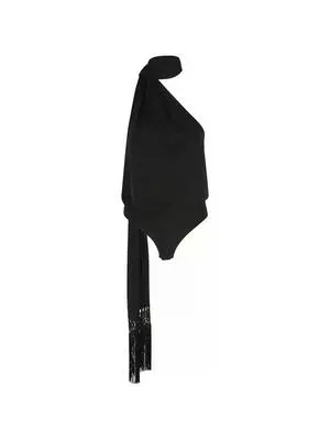 Andamane One-shoulder Fringed Blouse - Black
