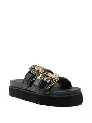 Versace Buckled Platform Sandals - Black